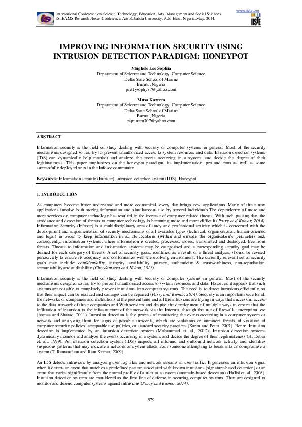 Pdf Improving Information Security Using Intrusion Detection Paradigm 1367