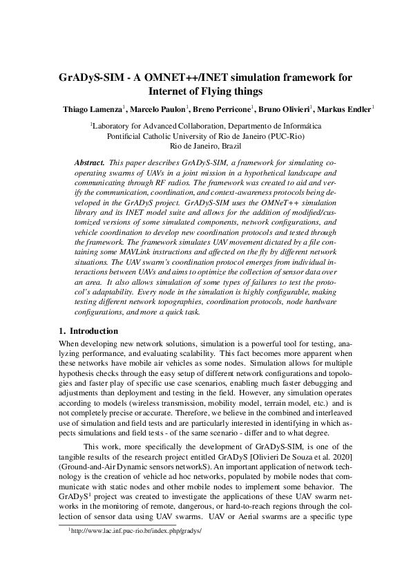 (PDF) GrADyS-SIM - A OMNET++/INET simulation framework for Internet of ...