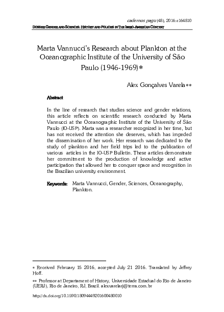 (PDF) Plankton at the Oceanographic Institute of the University of São ...