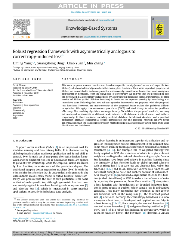 (PDF) Robust regression framework with asymmetrically analogous to ...