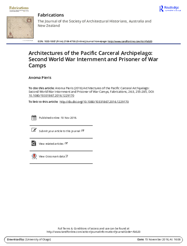 (PDF) Architectures of the Pacific Carceral Archipelago: Second World ...