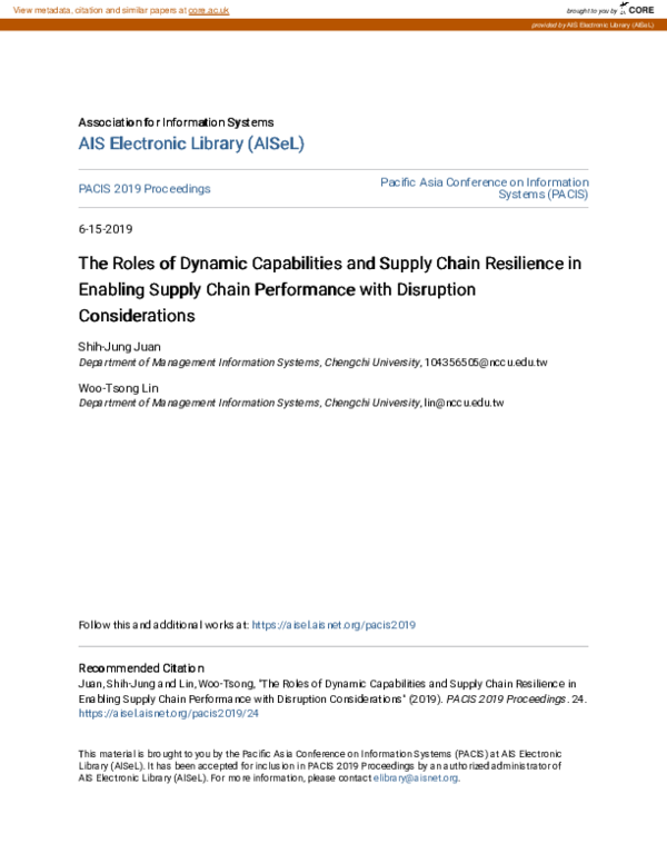 (PDF) The Roles of Dynamic Capabilities and Supply Chain Resilience in Enabling Supply Chain ...