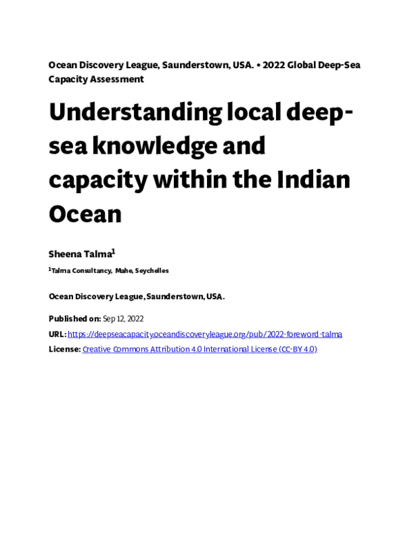 (PDF) Understanding local deep-sea knowledge and capacity within the ...