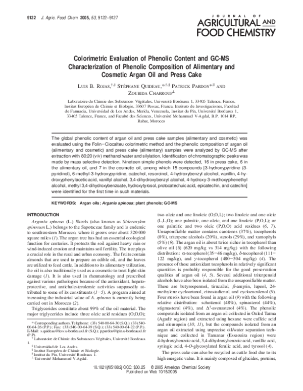 (PDF) Colorimetric Evaluation of Phenolic Content and GC-MS ...
