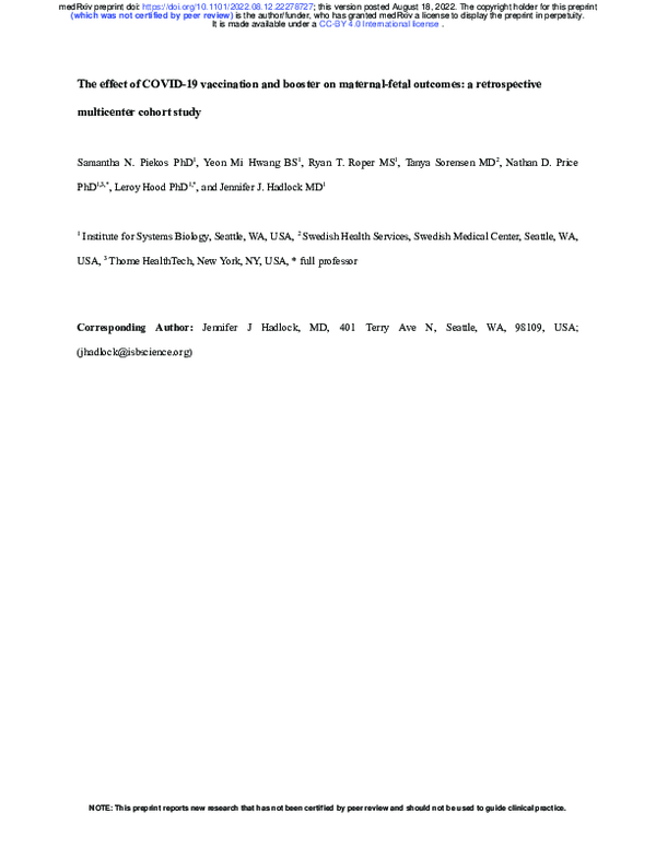 (PDF) The effect of COVID-19 vaccination and booster on maternal-fetal ...