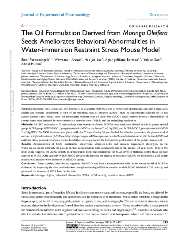 (PDF) The Oil Formulation Derived from Moringa Oleifera Seeds ...
