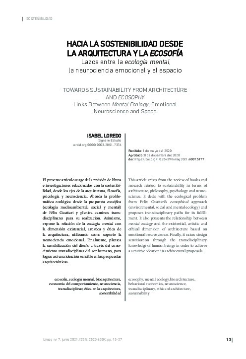 (PDF) Hacia la sostenibilidad desde la arquitectura y la ecosofía ...