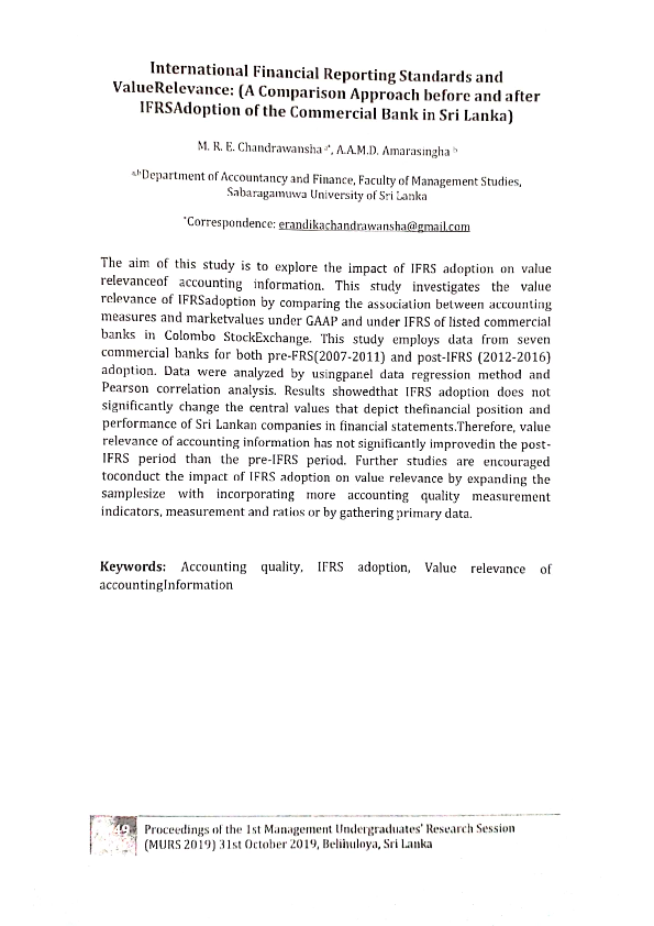 (PDF) International Financial Reporting Standards and Value Relevance; A comparison Approach ...