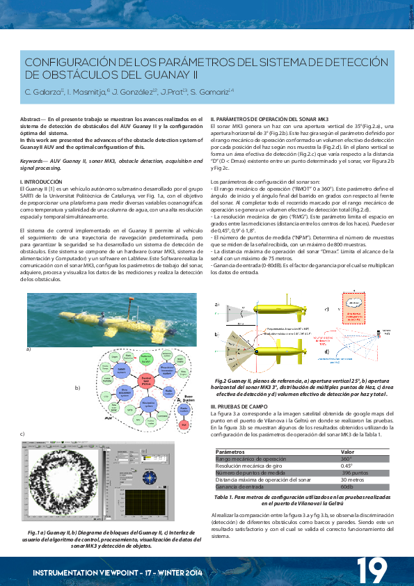 (PDF) Configuración de los parámetros del sistema de detección de obstáculos del guanay II