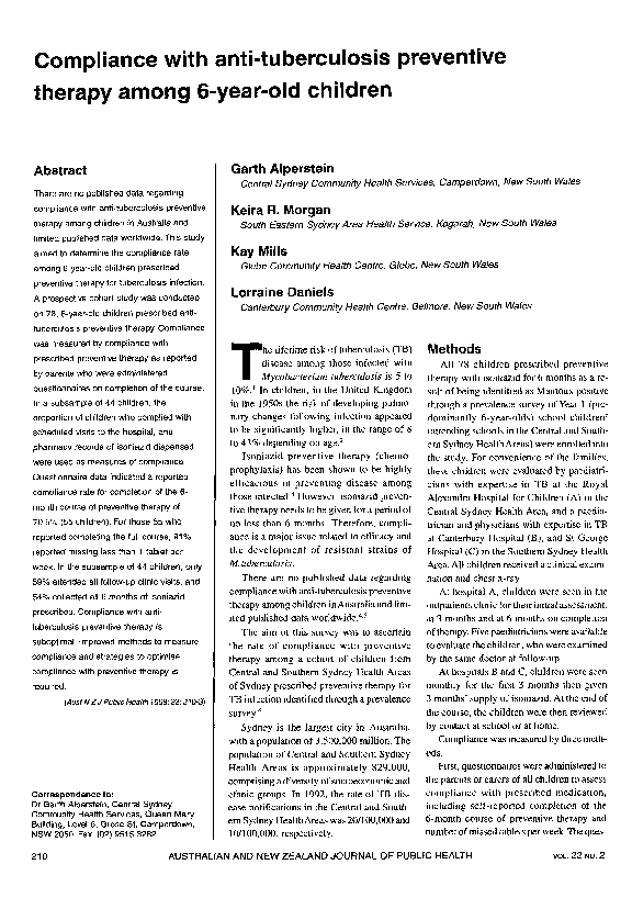 (PDF) Compliance with anti-tuberculosis preventive therapy among 6-year ...