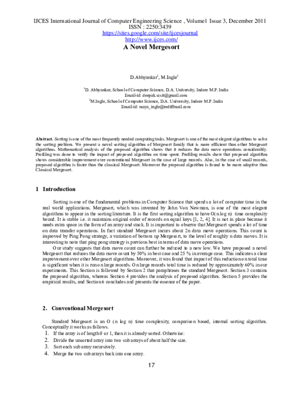 (PDF) A Novel Mergesort