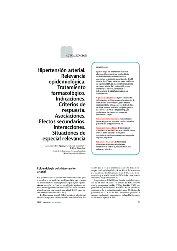 (PDF) Hipertensi?n arterial. Relevancia epidemiol?gica. Tratamiento farmacol?gico. Indicaciones ...