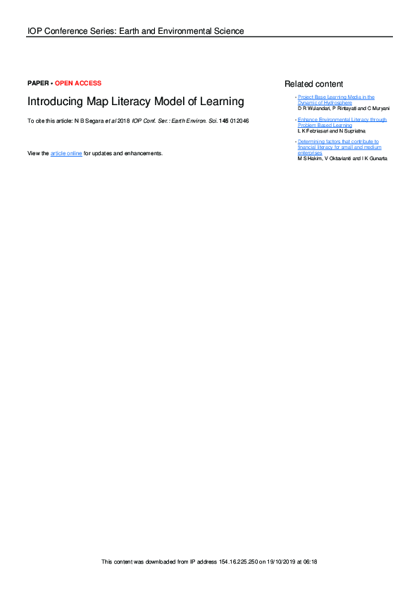 (PDF) Introducing Map Literacy Model of Learning