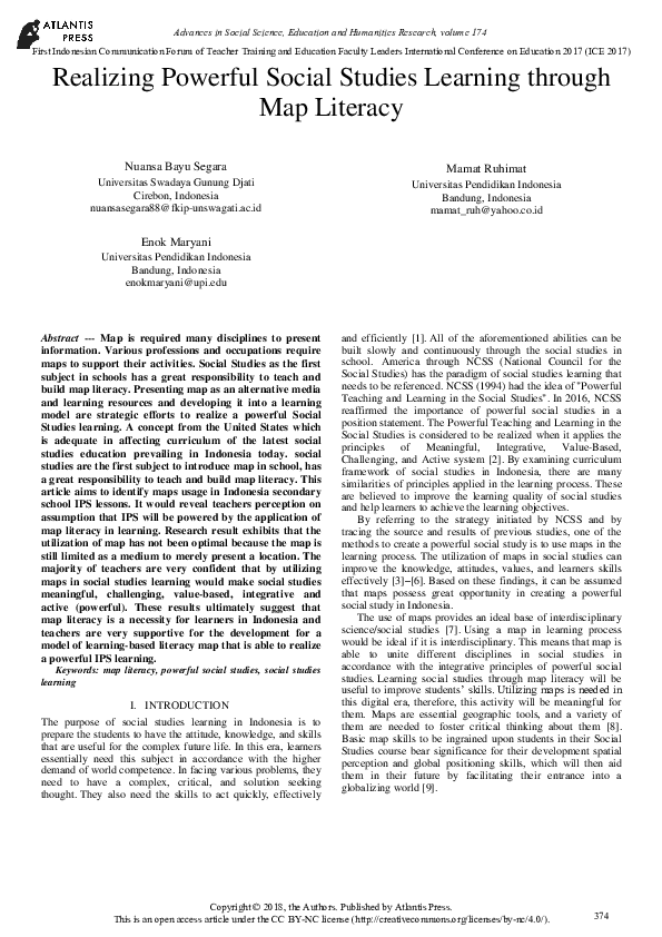 (PDF) Realizing Powerful Social Studies Learning through Map Literacy