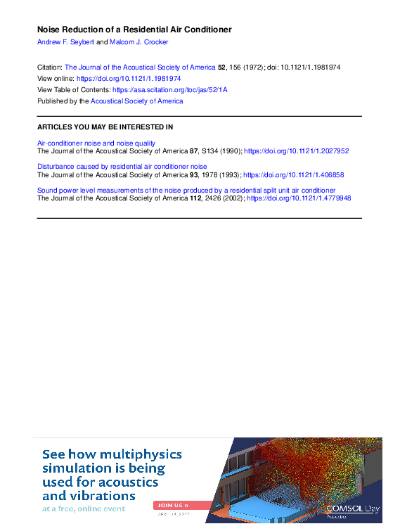 (PDF) Noise Reduction of a Residential Air Conditioner