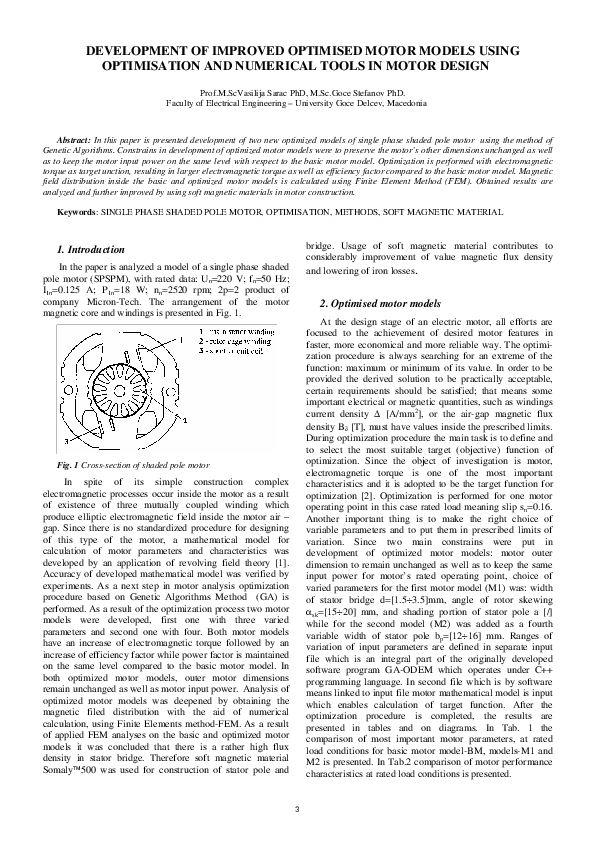 (PDF) Development of improved optimised motor models using optimisation and numerical tools in ...