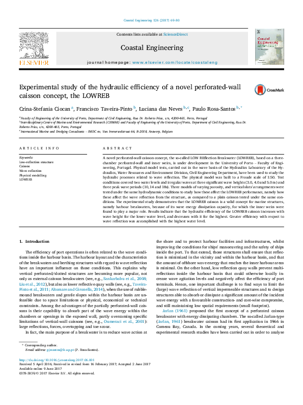 (PDF) Experimental study of the hydraulic efficiency of a novel ...