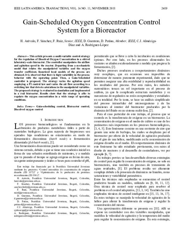 (PDF) Gain-Scheduled Oxygen Concentration Control System for a Bioreactor