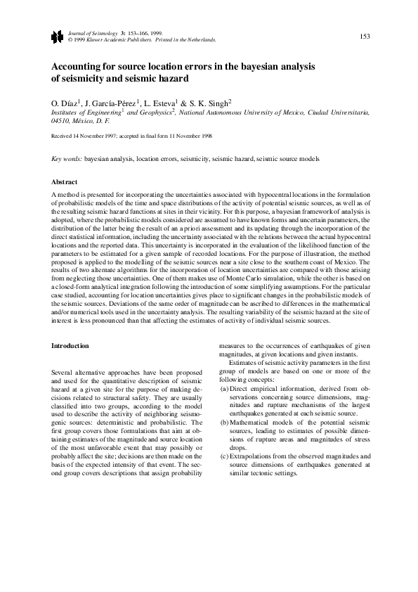 (PDF) Accounting for source location errors in the bayesian analysis of ...