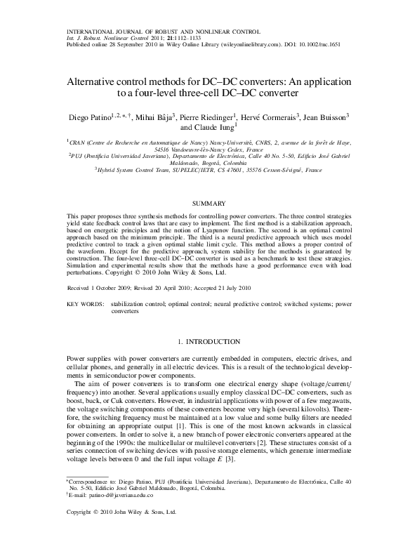 (PDF) Alternative control methods for DC-DC converters: An application ...