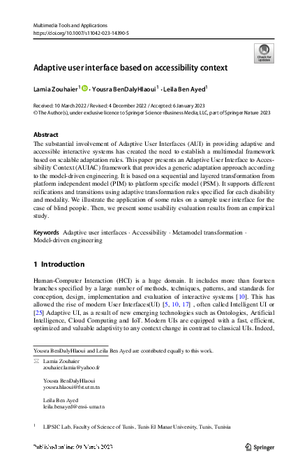 (PDF) Adaptive user interface based on accessibility context
