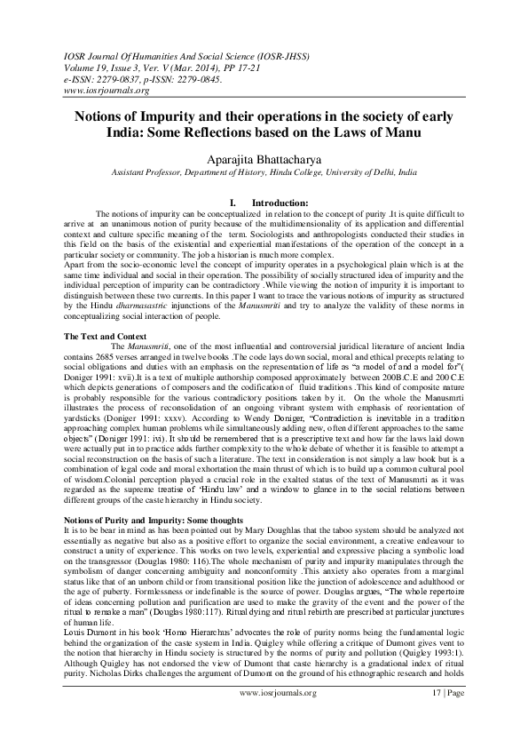 (PDF) Notions of Impurity and their operations in the society of early ...