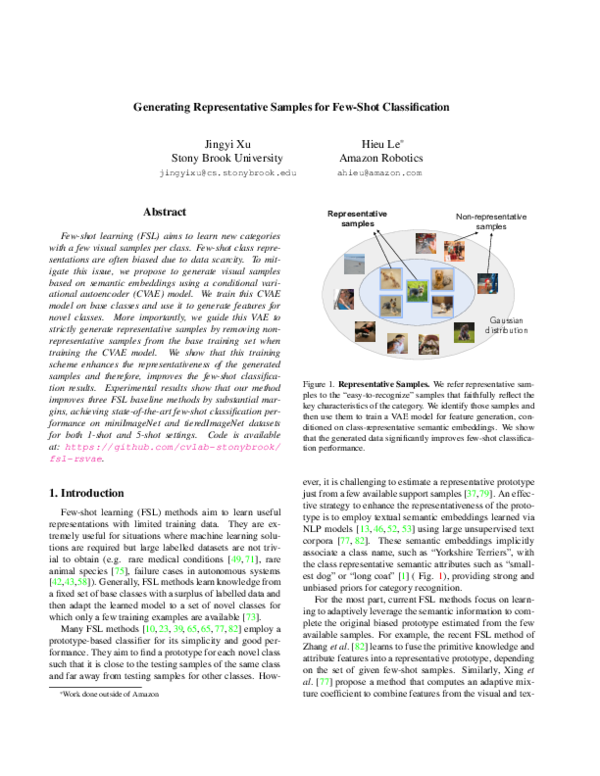 (PDF) Generating Representative Samples for Few-Shot Classification