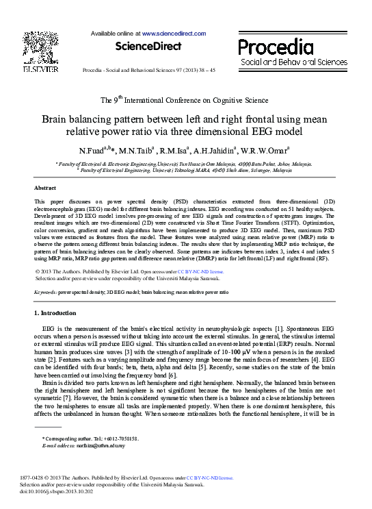 (PDF) Brain Balancing Pattern between Left and Right Frontal Using Mean ...