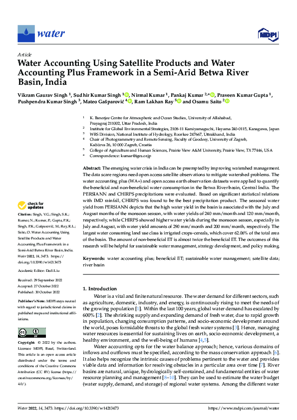 (PDF) Water Accounting Using Satellite Products and Water Accounting ...