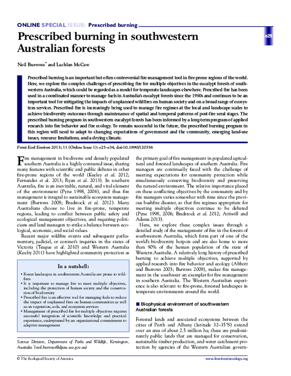 (PDF) Prescribed burning Prescribed burning in southwestern Australian ...