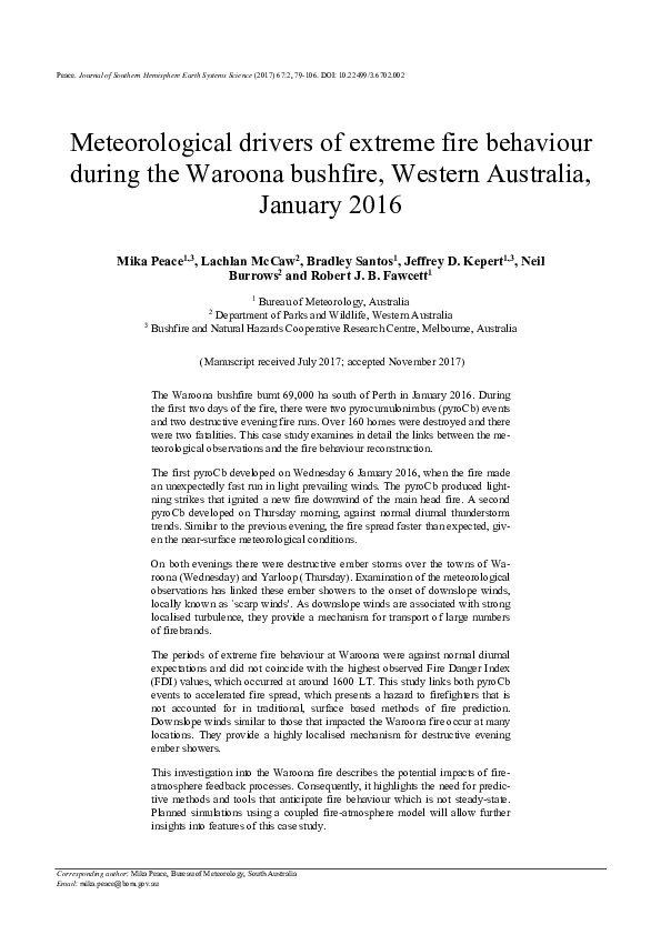 (PDF) Meteorological drivers of extreme fire behaviour during the ...