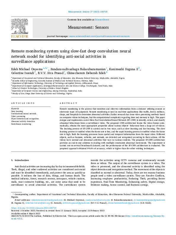 Pdf Remote Monitoring System Using Slow Fast Deep Convolution Neural Network Model For