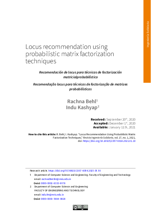 (PDF) Locus recommendation using probabilistic matrix factorization techniques | Rachna Behl ...