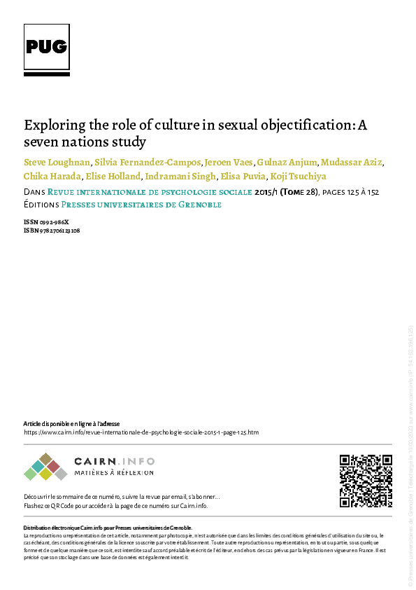 (PDF) Exploring the Role of Culture in Sexual Objectification: A Seven ...