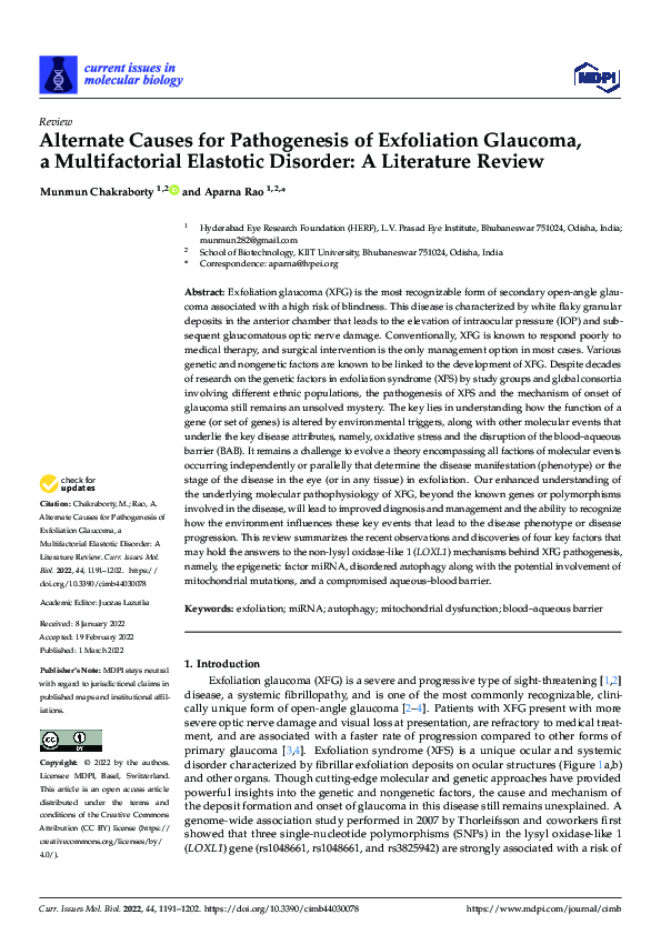 (PDF) Alternate Causes for Pathogenesis of Exfoliation Glaucoma, a ...