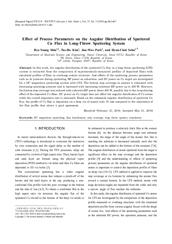 (PDF) Effect of Process Parameters on the Angular Distribution of ...