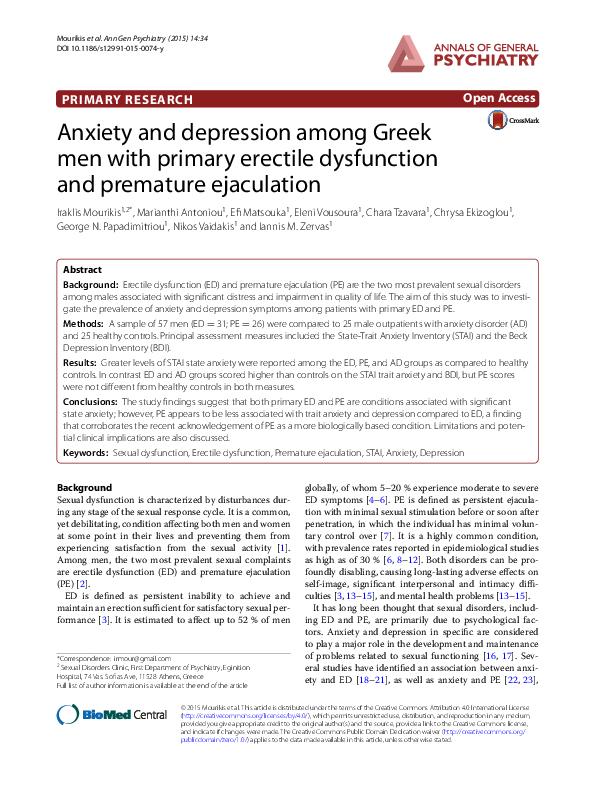 (PDF) Anxiety and depression among Greek