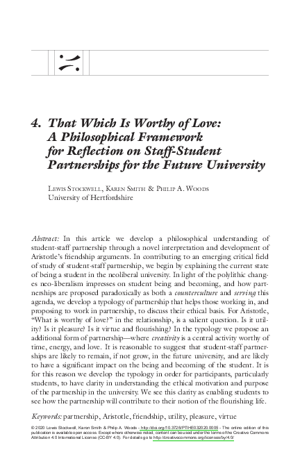 (PDF) 4. That Which Is Worthy of Love: A Philosophical Framework for ...