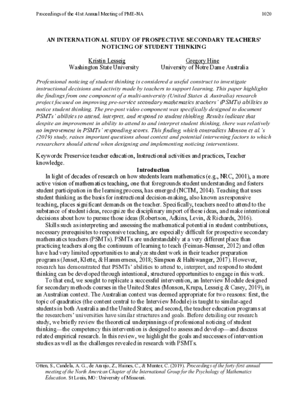 (PDF) An International Study of Prospective Secondary Teachers ...