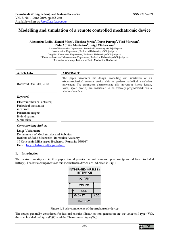 Pdf Modelling And Simulation Of A Remote Controlled Mechatronic Device