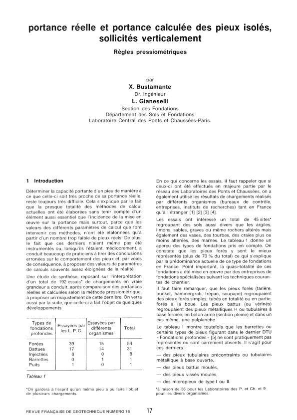(PDF) Portance Reelle et Portance Calculee Des Pieux Isoles, Sollicites ...