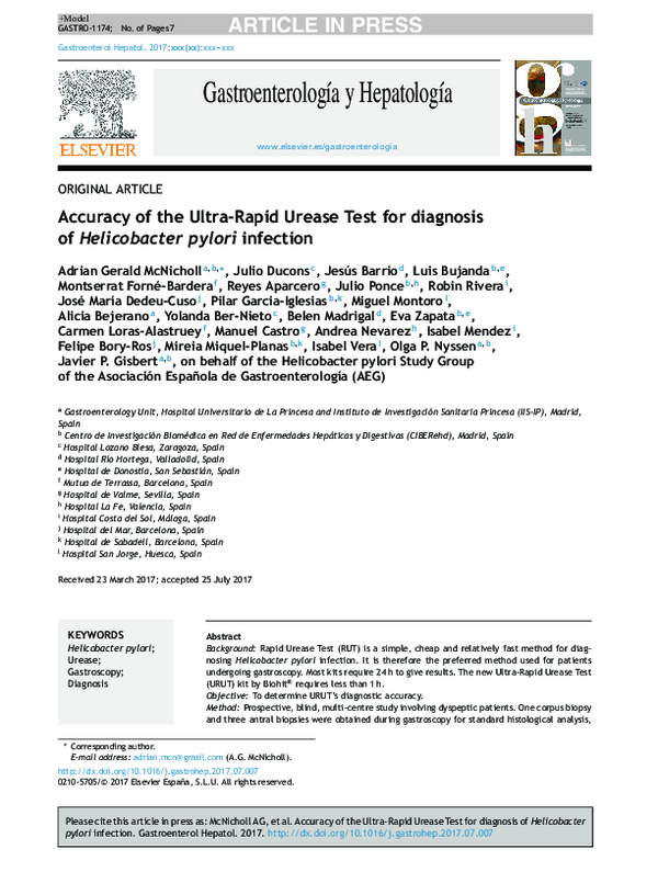 (PDF) Accuracy of the Ultra-Rapid Urease Test for diagnosis of ...