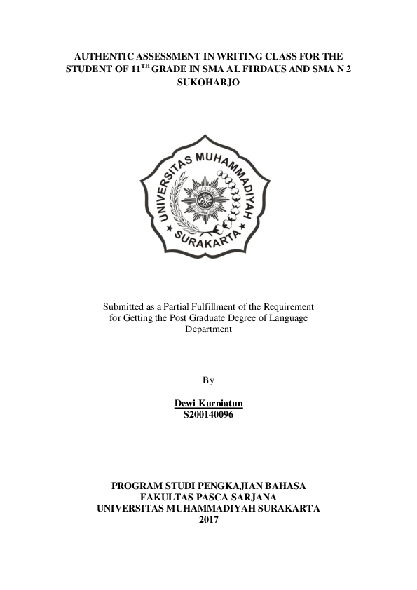 (PDF) Authentic Assessment In Writing Class For The Student Of 11TH ...