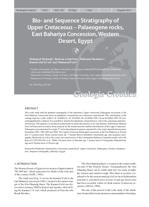 (PDF) Bio- and Sequence Stratigraphy of Upper Cretaceous – Palaeogene ...