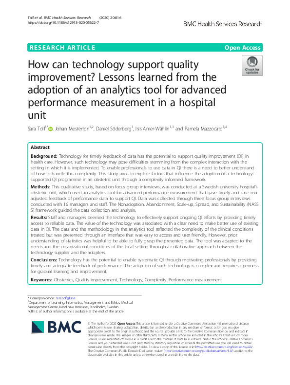 (PDF) How Can Technology Support Quality Improvement? Lessons Learned ...