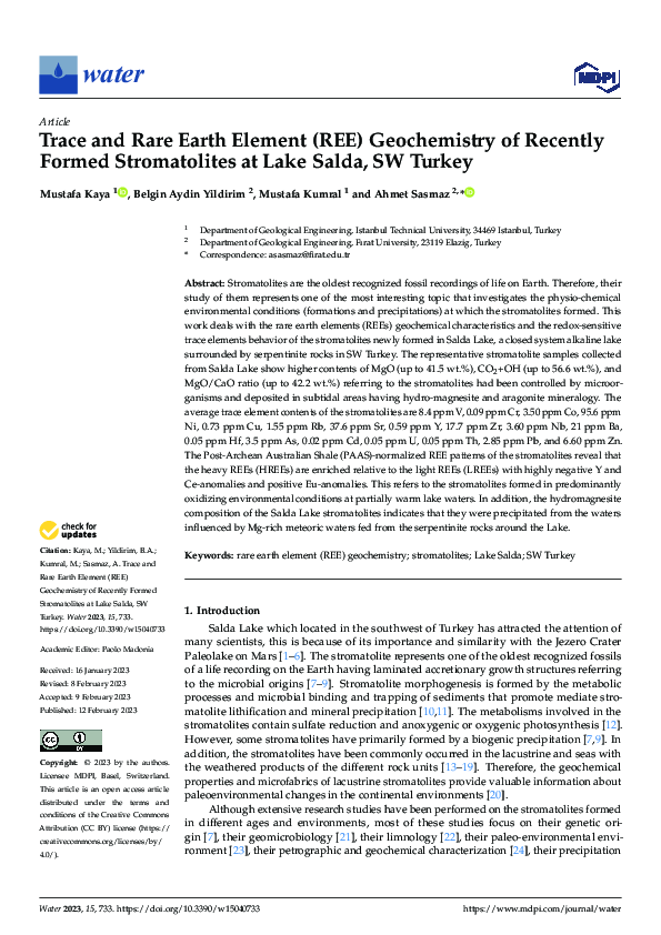 (PDF) Trace and Rare Earth Element (REE) Geochemistry of Recently ...