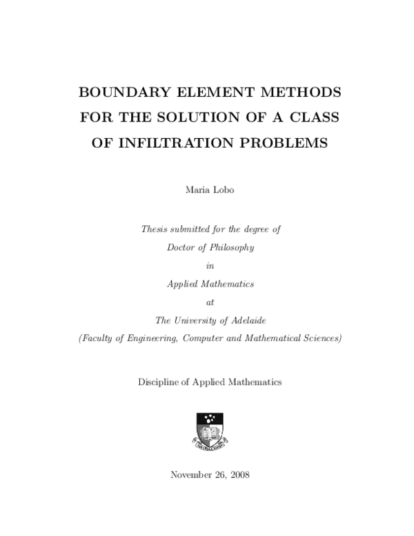 (PDF) Boundary element methods for the solution of a class of infiltration problems