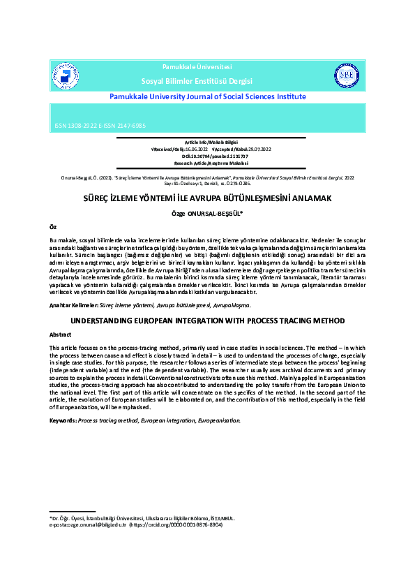 (PDF) Understanding European Integration with Process Tracing Method