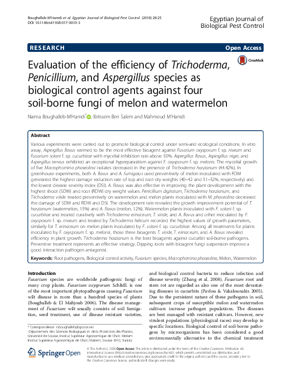 (PDF) Evaluation of the efficiency of Trichoderma, Penicillium, and Aspergillus species as ...