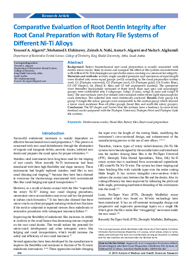 (PDF) Comparative Evaluation of Root Dentin Integrity after Root Canal ...